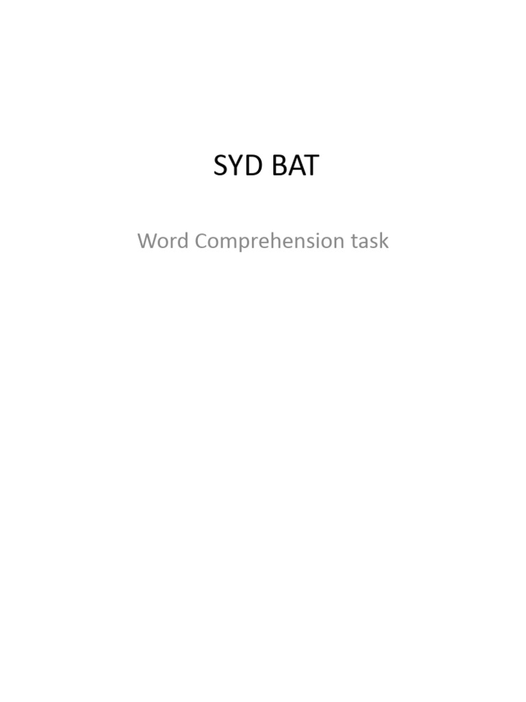 SLB Word Comprehension Task | PDF