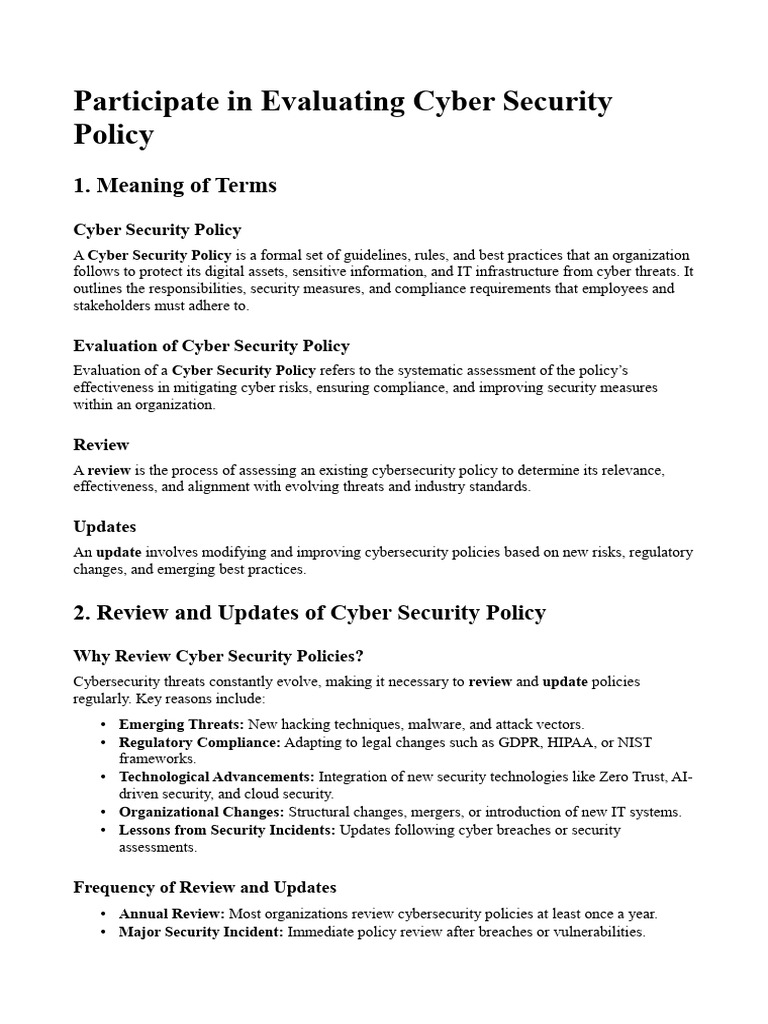 Topic 5. Evaluate Cyber Security Policy | PDF | Security | Computer Security