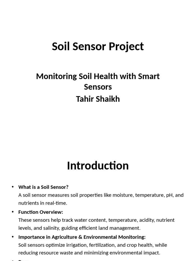 Soil Sensor Project Presentation | PDF | Soil | Agriculture