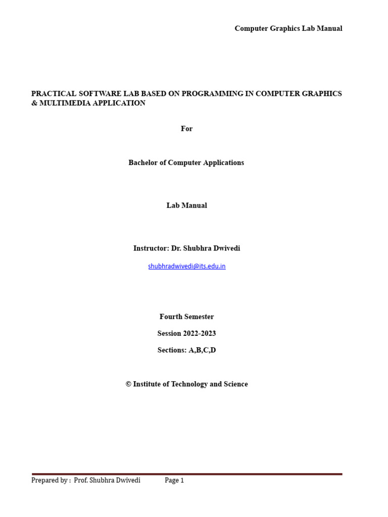 Computer Graphics Lab Manual for BCA | PDF | 2 D Computer Graphics | Curve