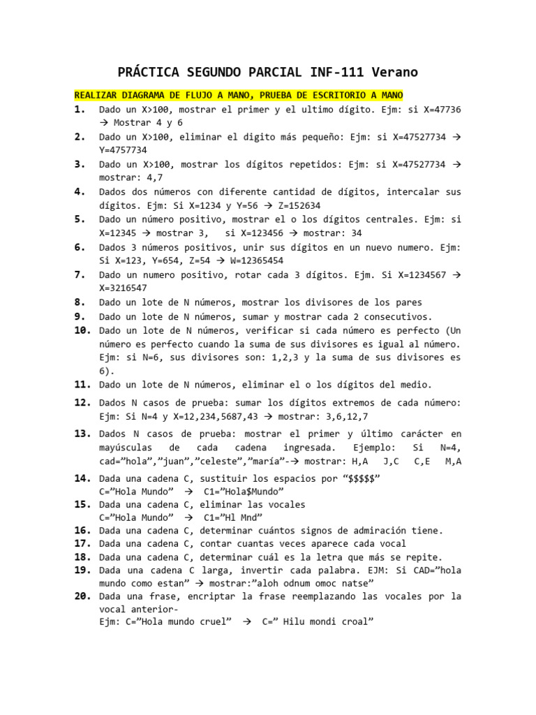 Práctica Segundo Parcial Inf111 | PDF