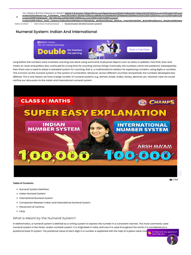 Indian vs International Numeral Systems | PDF | Mathematics | Mathematical Notation