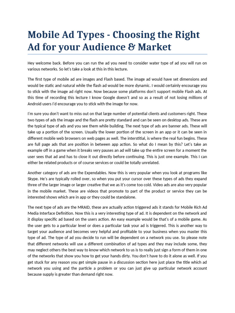 4. Mobile Ad Types - Choosing the Right Ad for Your Audience & Market ...