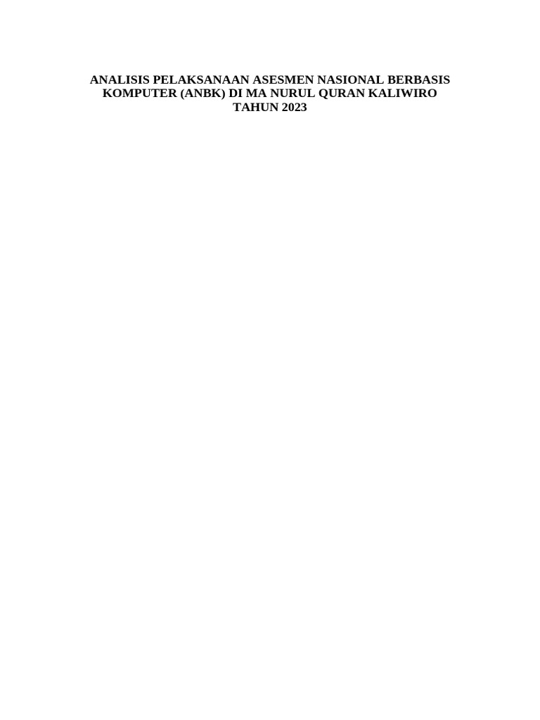 ANALISIS PELAKSANAAN ASESMEN NASIONAL BERBASIS KOMPUTER Meka | PDF