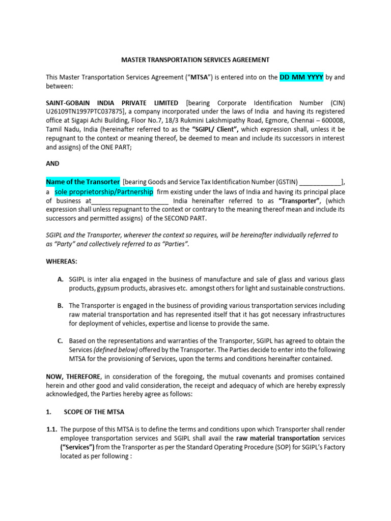 Model Contract Annexure To SGIPL-RFQ-01-BWI-JHA-2025 | PDF | Breach Of Contract | Occupational ...