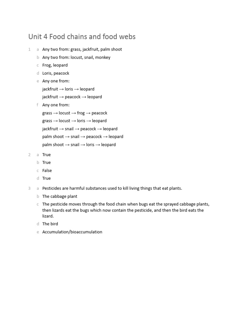 End of Unit 4 Test Answer Key | PDF