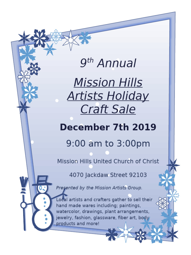 Mission Hills Holiday Craft Sale 2019 | PDF