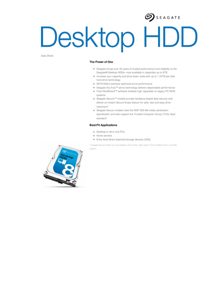 Desktop HDD Seagate | PDF | Hard Disk Drive | Computer Data Storage