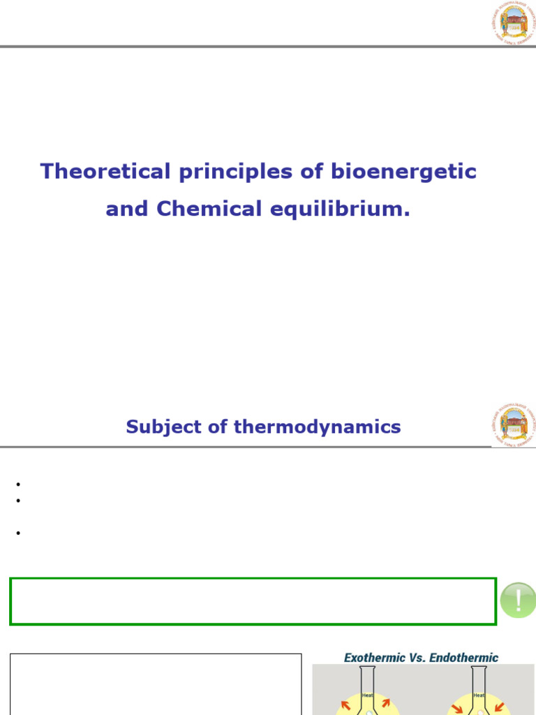 Bioenergetic and Chemical Equilibrium - MEDCHEM6&7 | PDF | Chemical ...