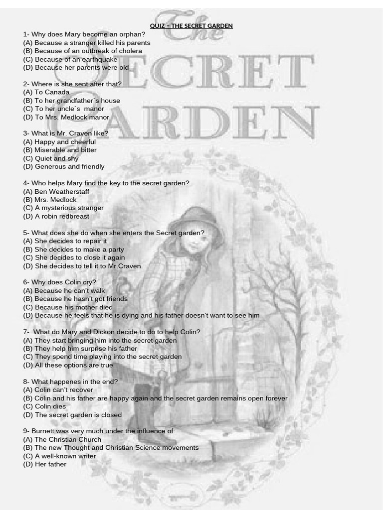 Quiz on The Secret Garden | PDF