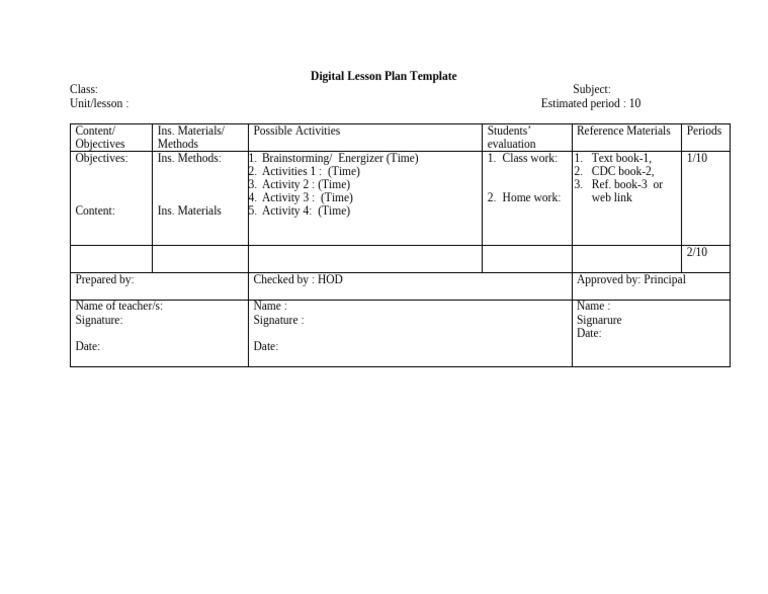 Digital Lesson Plan Template Guide | PDF