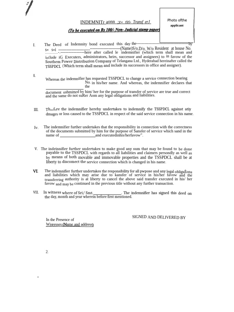 Indemnity Bond | PDF | Indemnity | Law And Economics