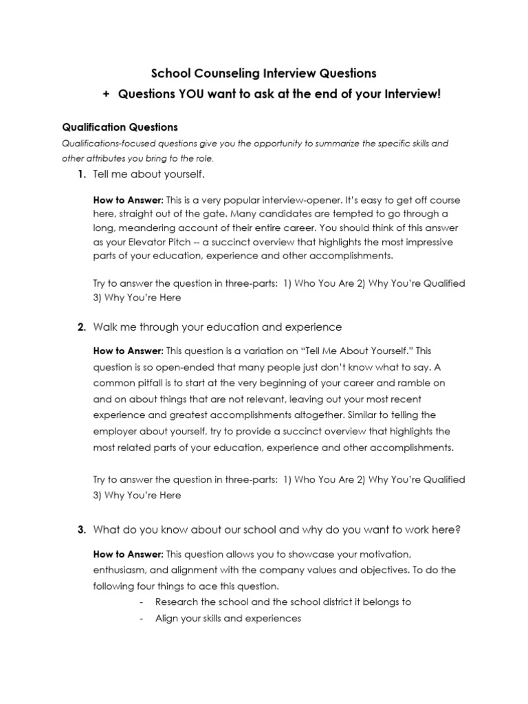 ASCA Counselor Interview Insights | PDF | School Counselor | Special ...