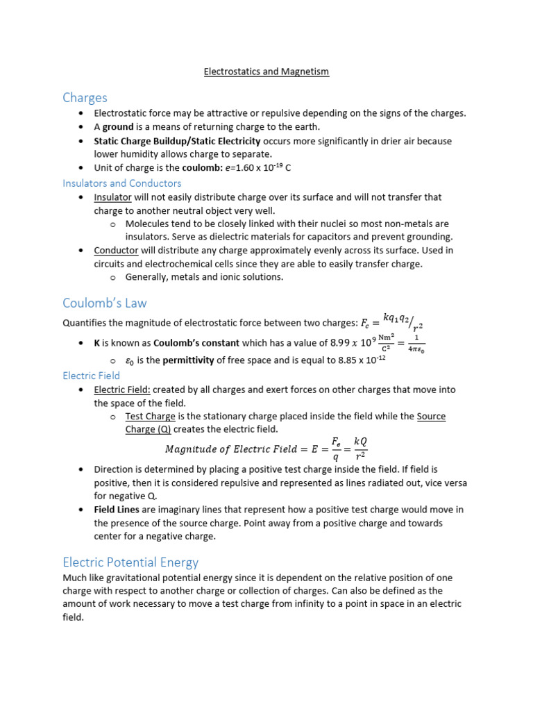 Electrostatics and Magnetism | PDF | Magnetism | Magnetic Field