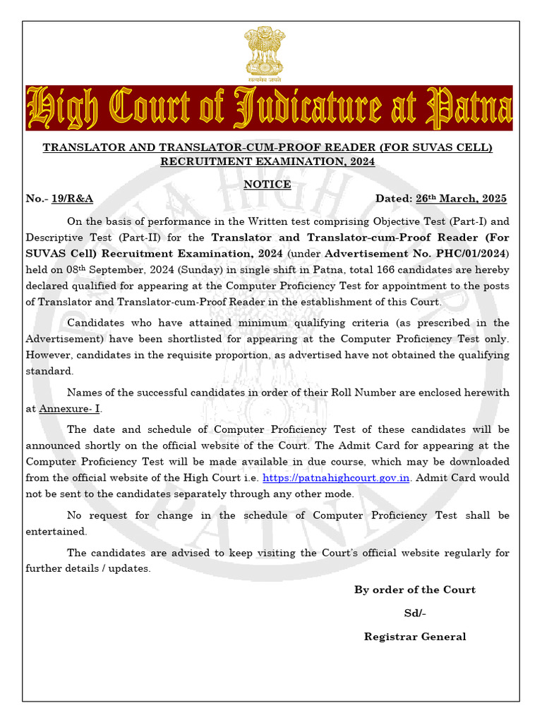 PHC Translator Result 2025 | PDF