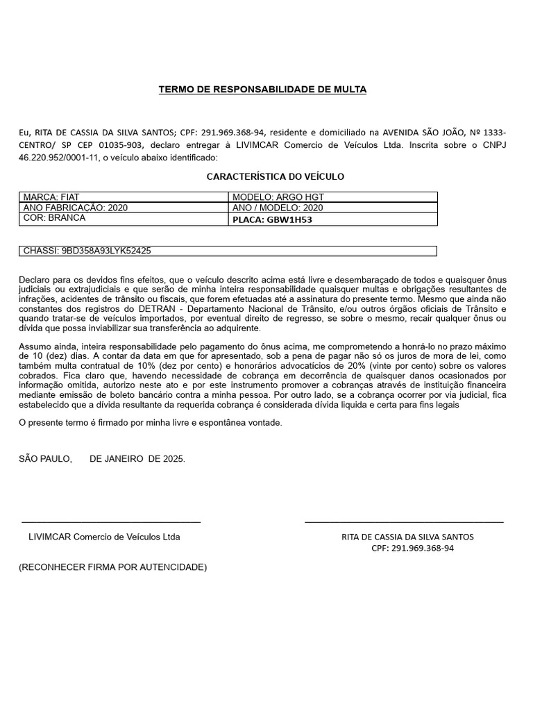 Termo de Multa Argo | PDF