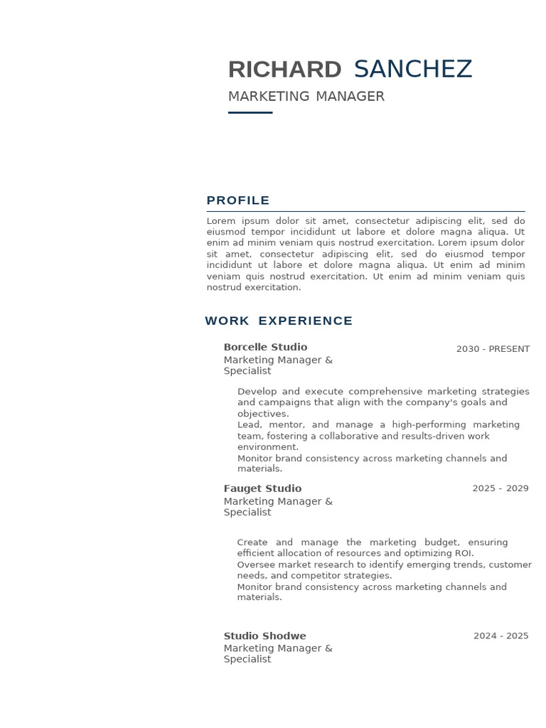 Richard Sanchez: Marketing Manager CV | PDF | Marketing | Business ...