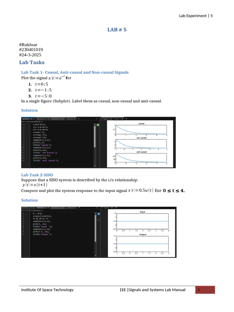 Signals and Systems Lab Experiment 5 | PDF