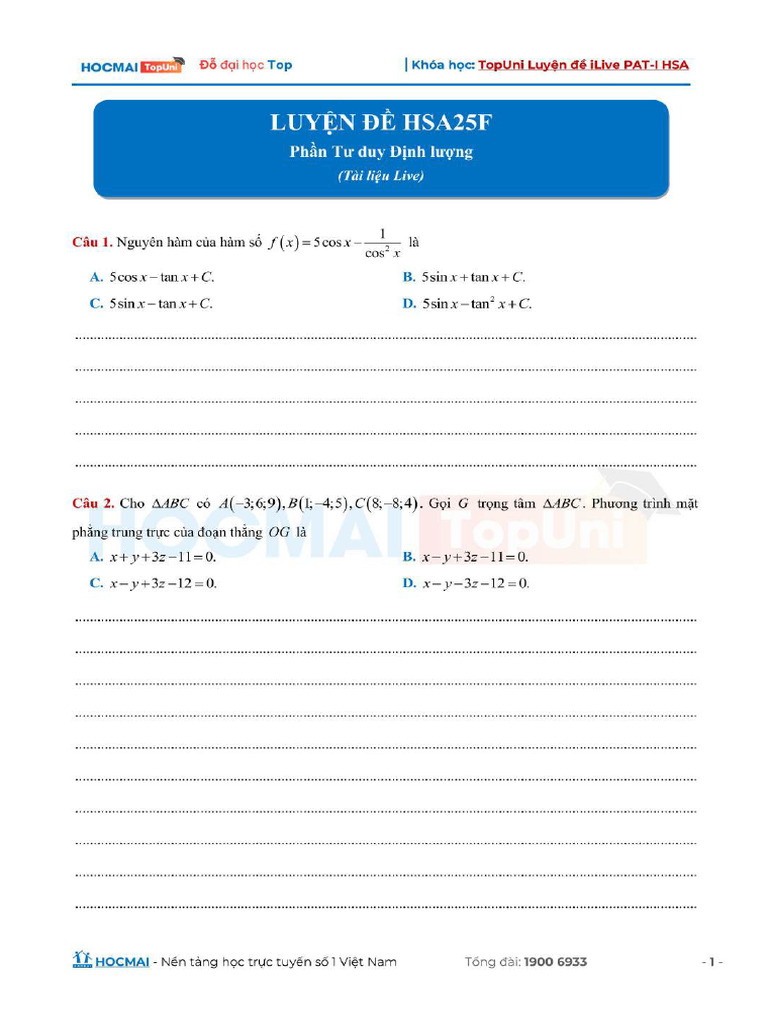 Buoi_06_Luyen_de_HSA25F_Phan_tu_duy_Dinh_luong_De_thi | PDF