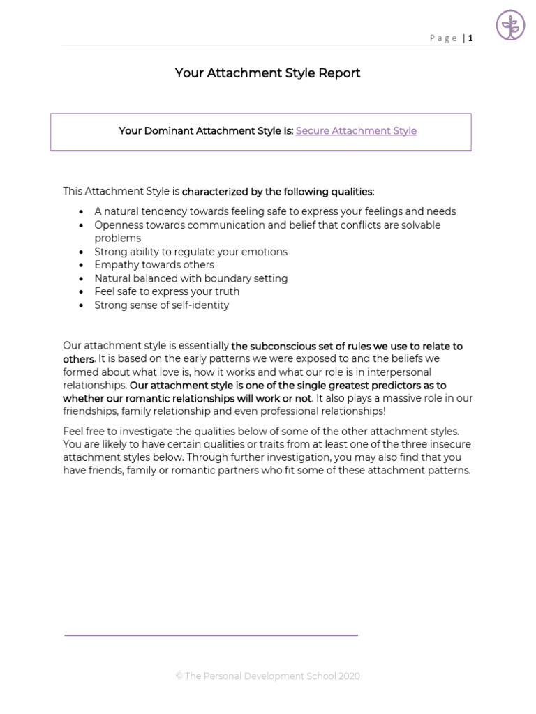 Understanding Your Secure Attachment Style | PDF | Attachment Theory ...