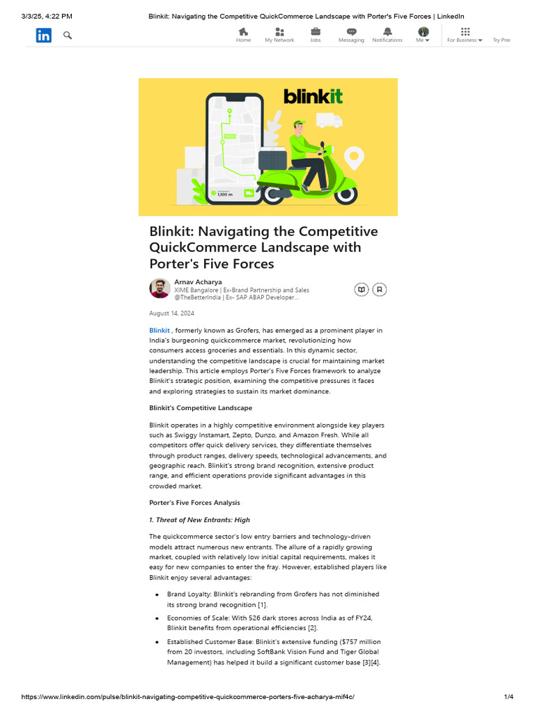 Blinkit_ Navigating the Competitive QuickCommerce Landscape With Porter's Five Forces _ LinkedIn ...