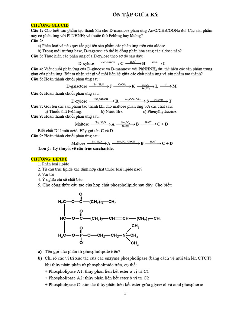 BÀI TẬP ÔN GIUA KI HOA SINH - K46 | PDF