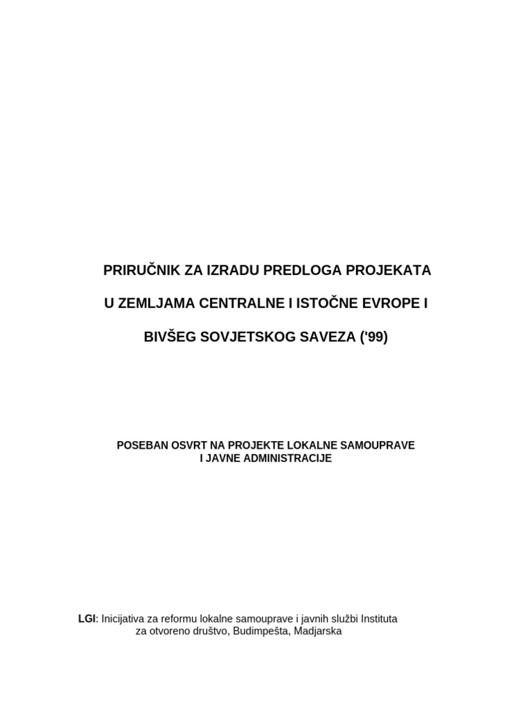 Prirucnik Za Izradu Predloga Projekata | PDF