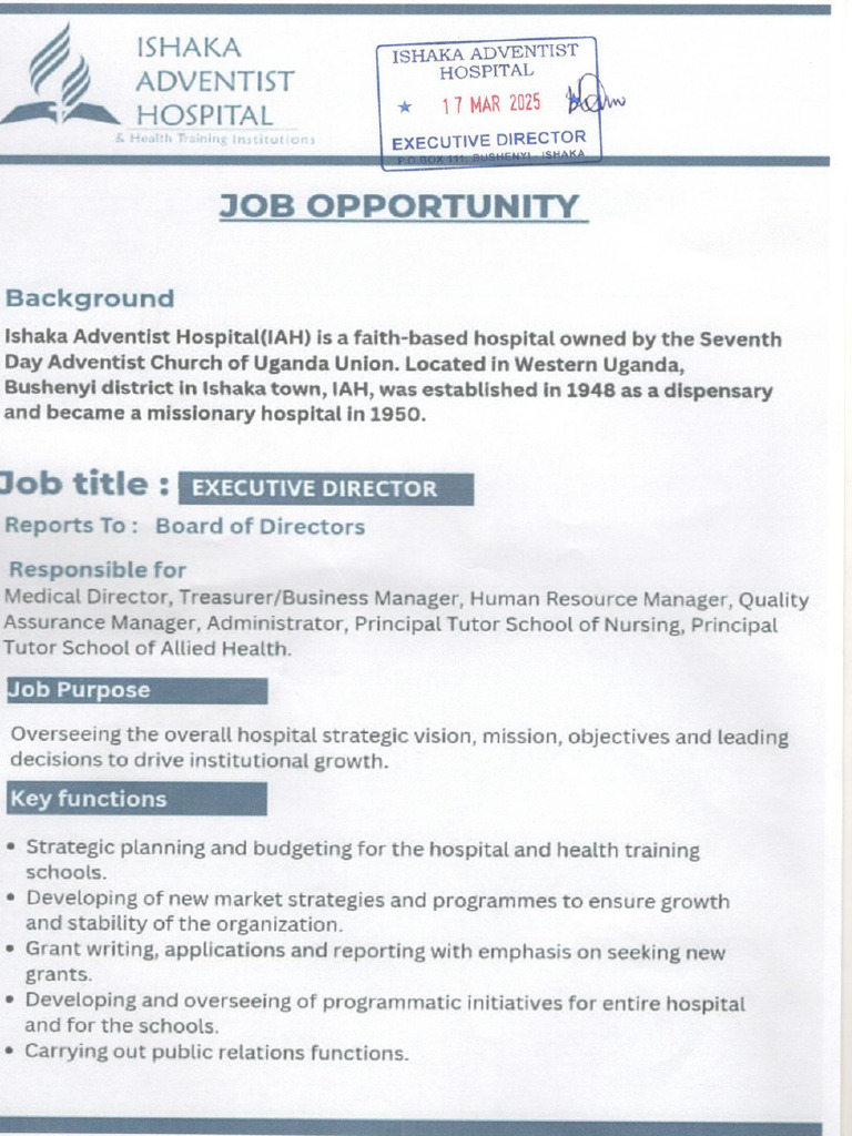 IAH ExecutiveDirector Job Advert | PDF