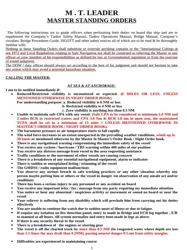 Master Standing Orders Leader - 03.09.2020 | PDF | Navigation