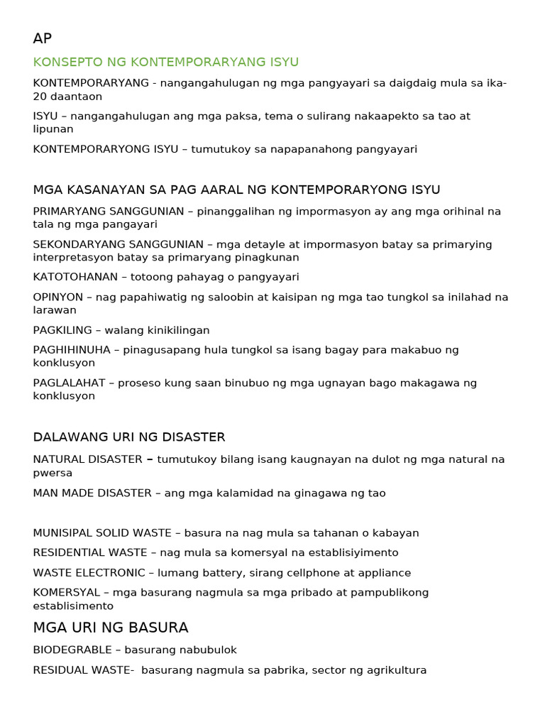 Konsepto NG Kontemporaryang Isyu: Mga Kasanayan Sa Pag Aaral NG Kontemporaryong Isyu | PDF