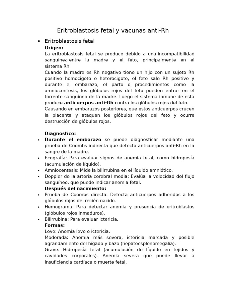 Eritroblastosis Fetal y Vacunas Anti | PDF | Sangre | Hematología