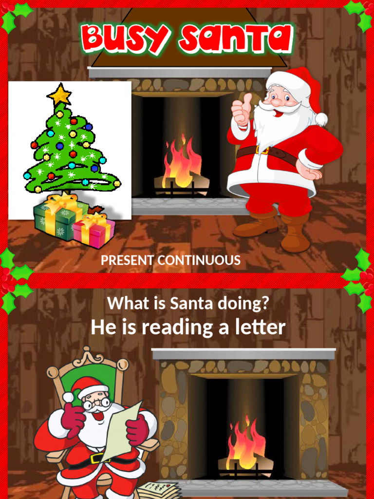 Present Continuos Busy Santa Presente Continuo | PDF