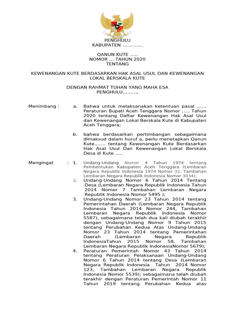 DRAFT PERATURAN DESA | PDF