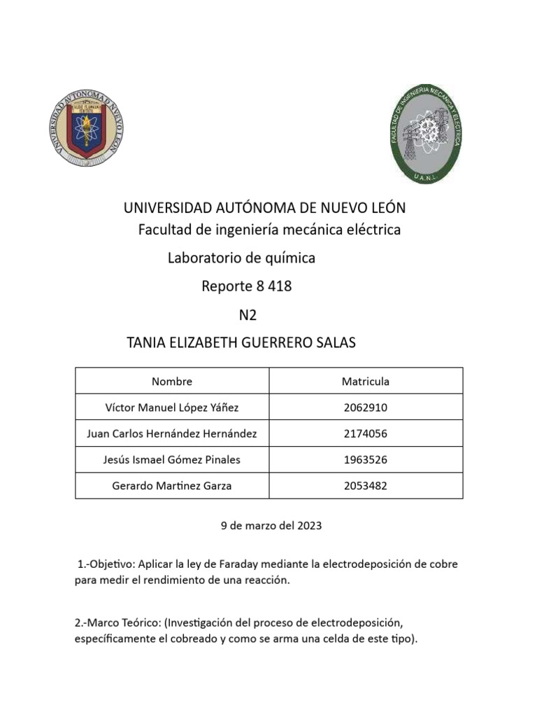 Reporte8 QG | PDF | Redox | Electrodo