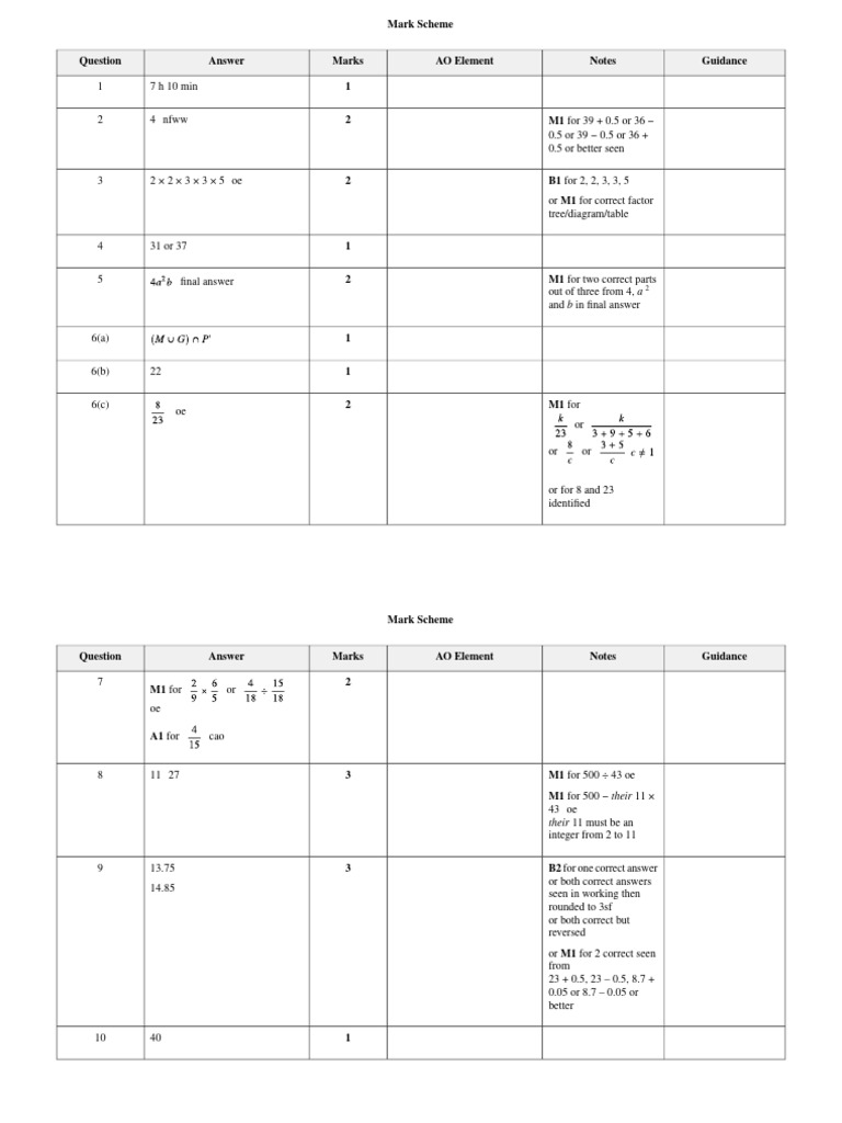 0580 - Non-Calculator - Topic - Questions 2025 - Part8 | PDF