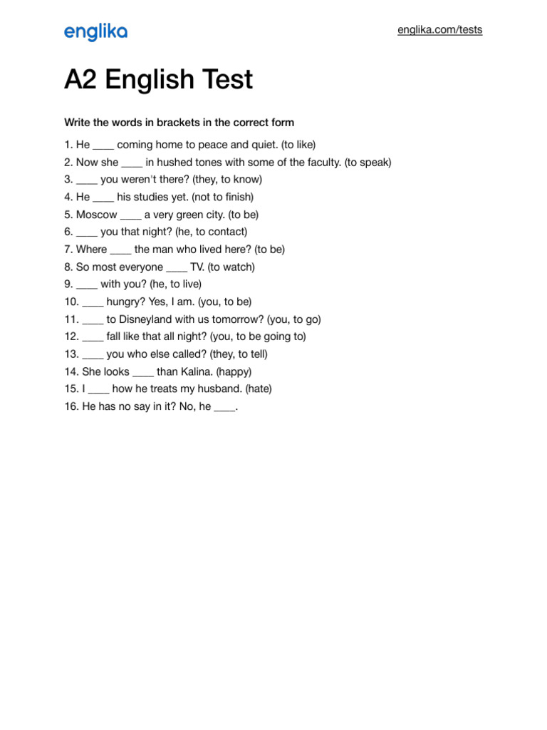 A2 English Test en - 250327 - 082922 | PDF
