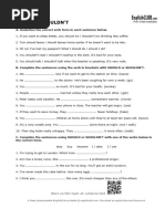 Should and Shouldn't Exercises Worksheet | PDF
