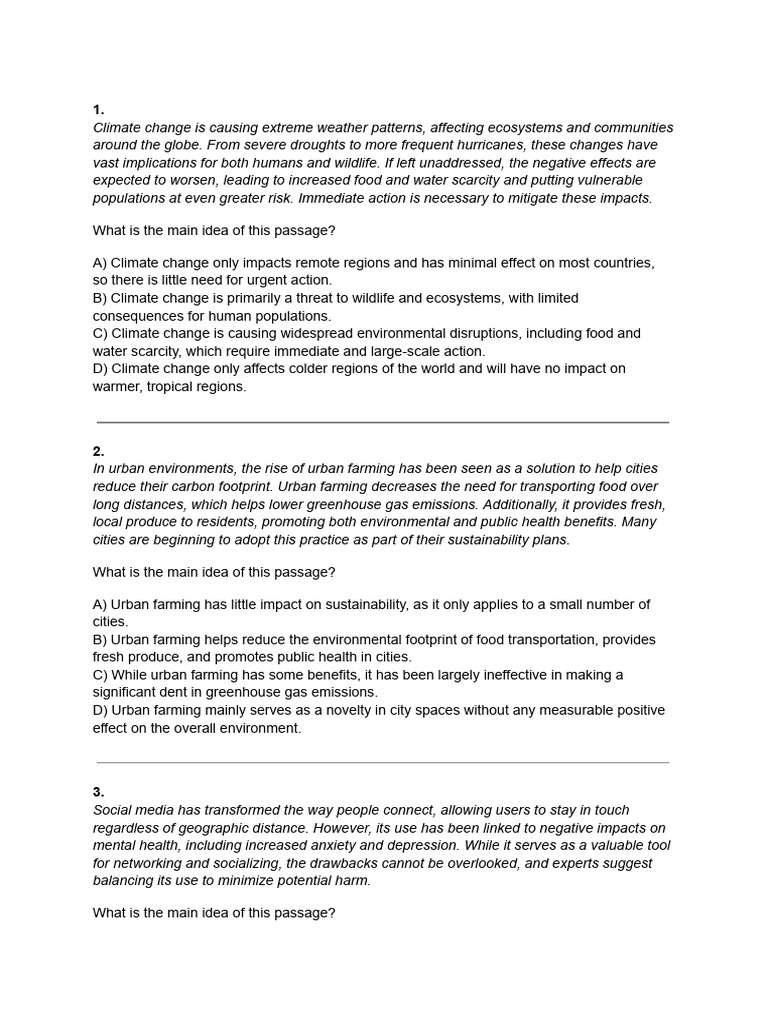 Main idea | PDF | Climate Change | Mental Health