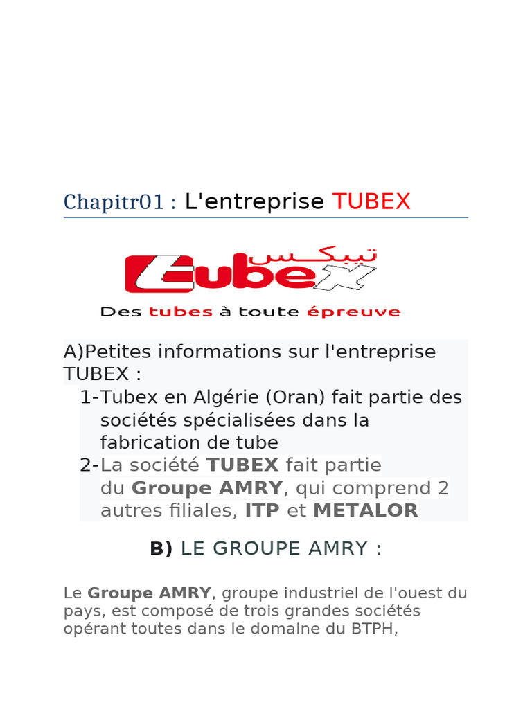 Présentation de l'entreprise TUBEX | PDF | Plastique | Chaleur
