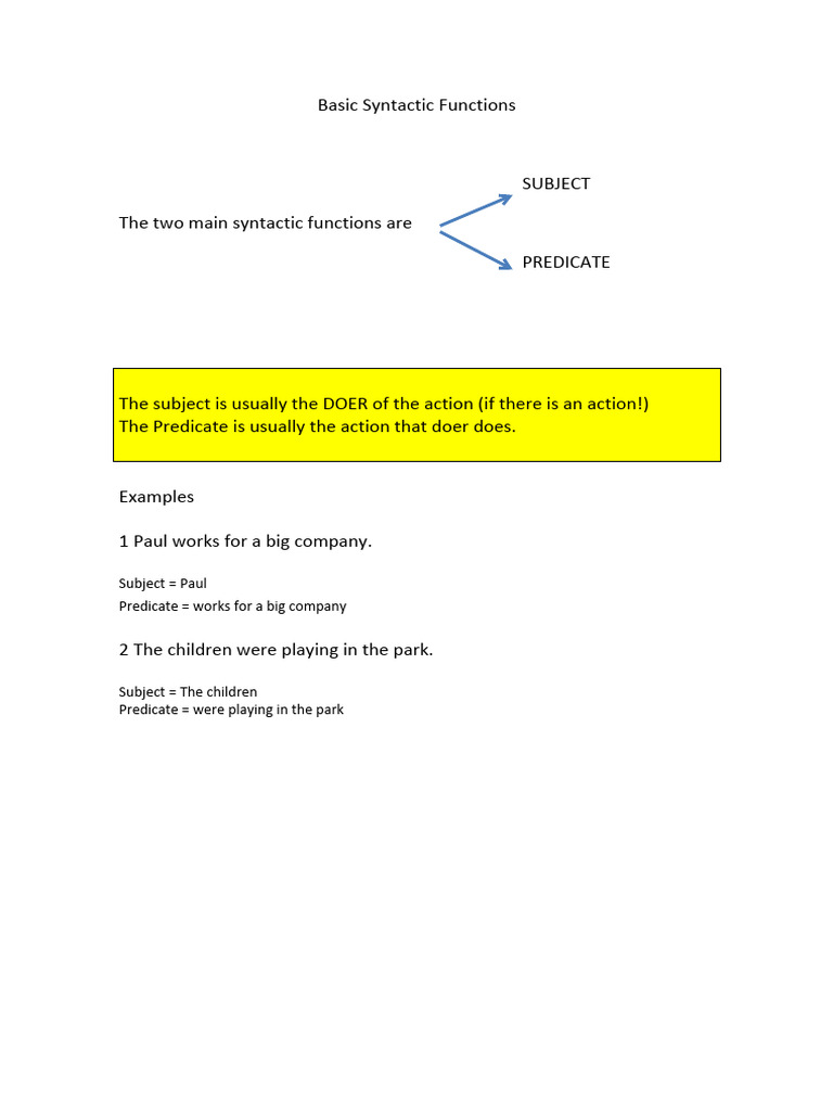 Syntactic Functions | PDF