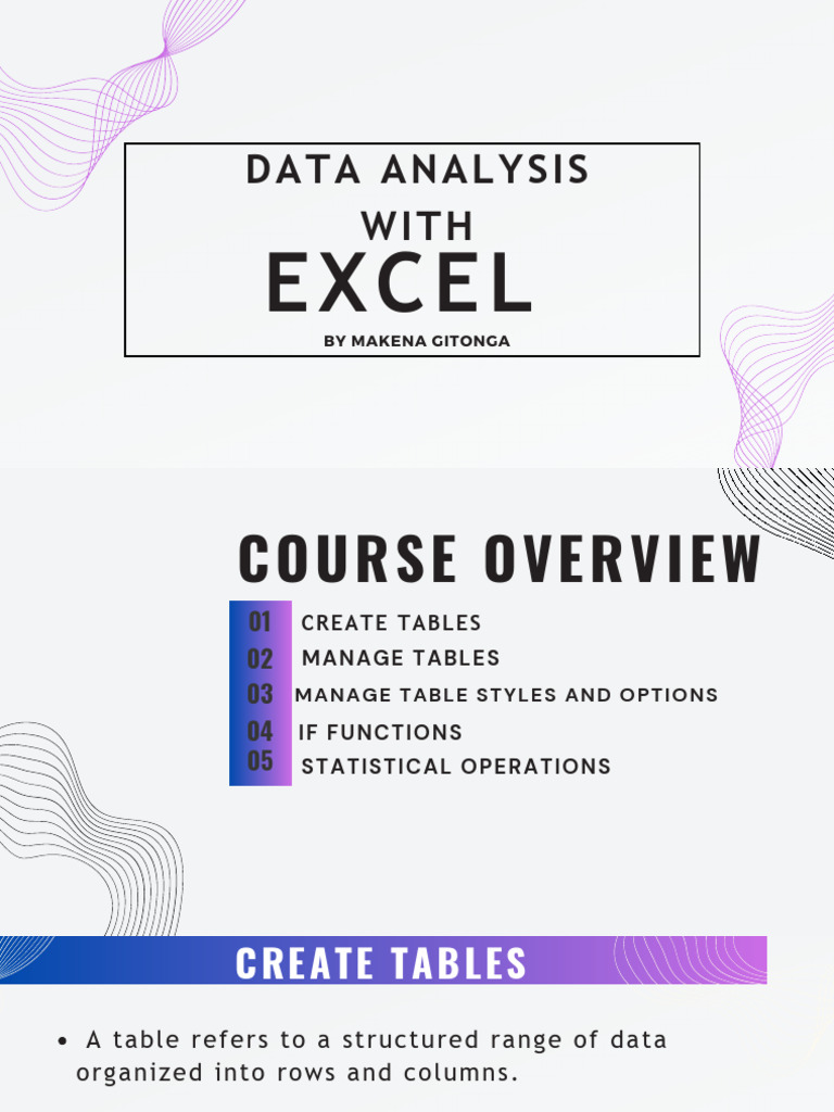 Data Analysis With Excel Module 3 and 4 (3.1-4.3) | PDF | Microsoft Excel | Formula