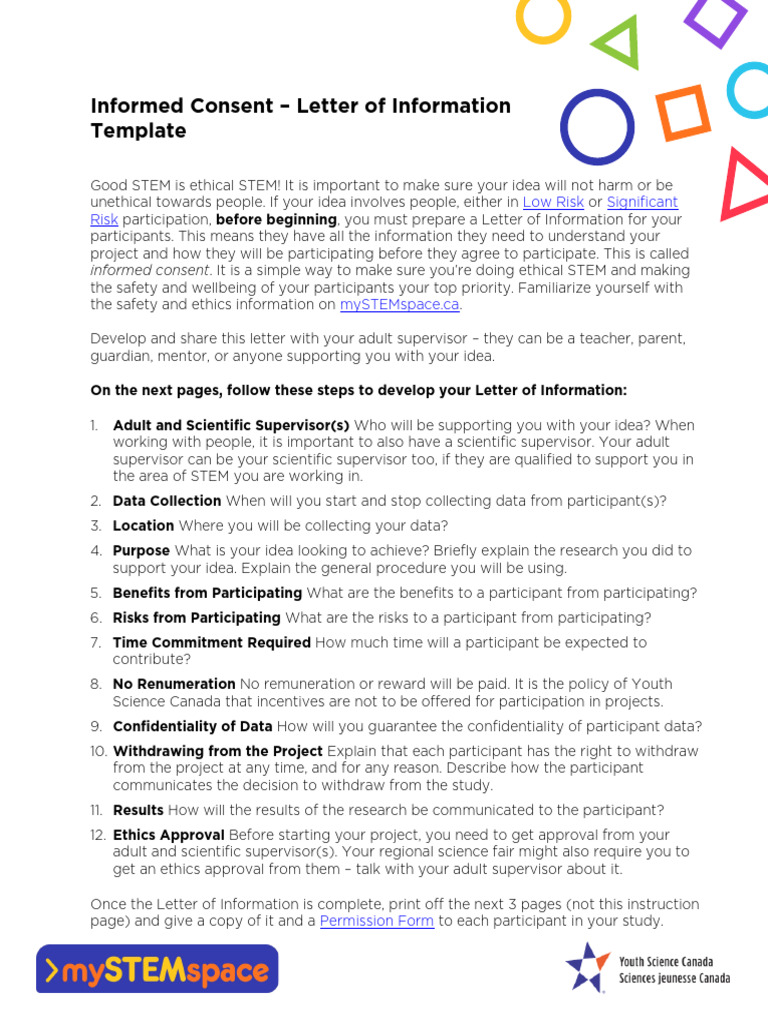 Informed Consent Template for STEM Projects | PDF | Informed Consent