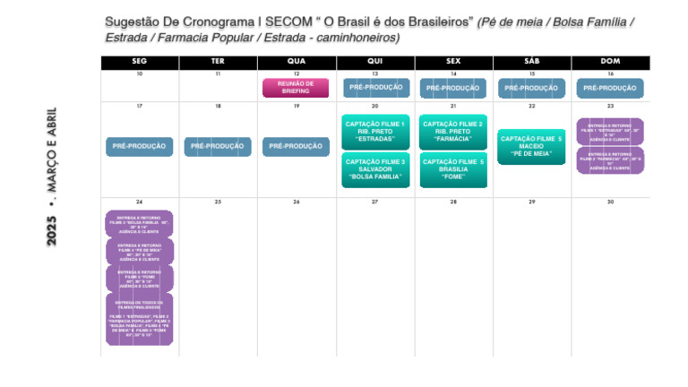 Sugestao Cronograma Secom o Brasil É Dos Brasileiros V11 | PDF