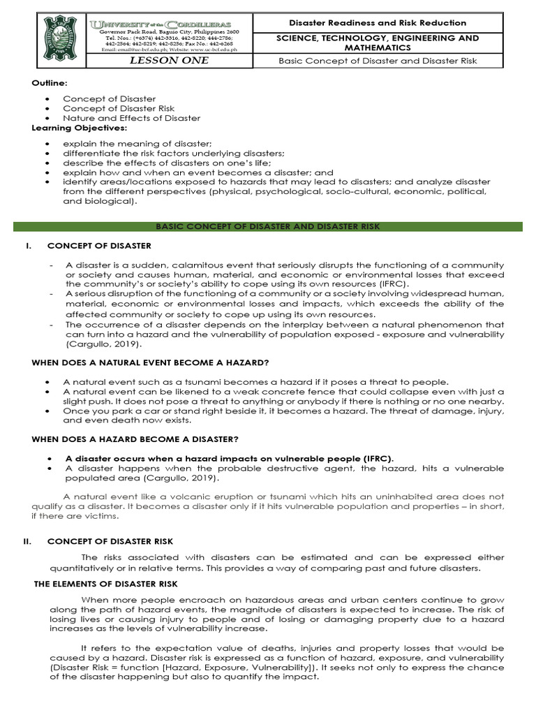 Module 1 - Basic Concept of Disaster and Disaster Risk | PDF | Hazards ...
