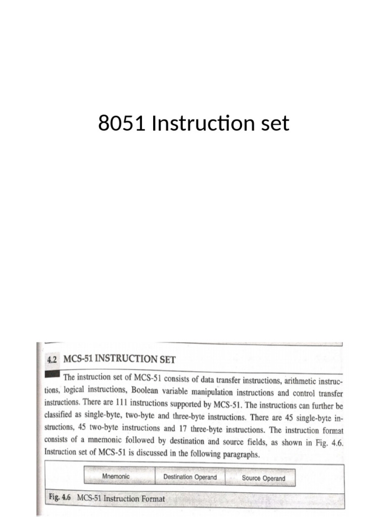 8051 Instruction set | PDF