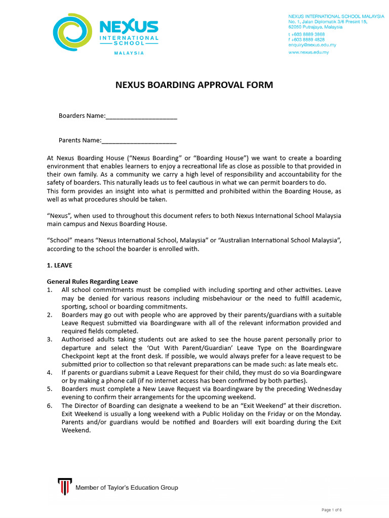 Boarding Approval Form 2023 - 24 | PDF | Justice | Crime & Violence