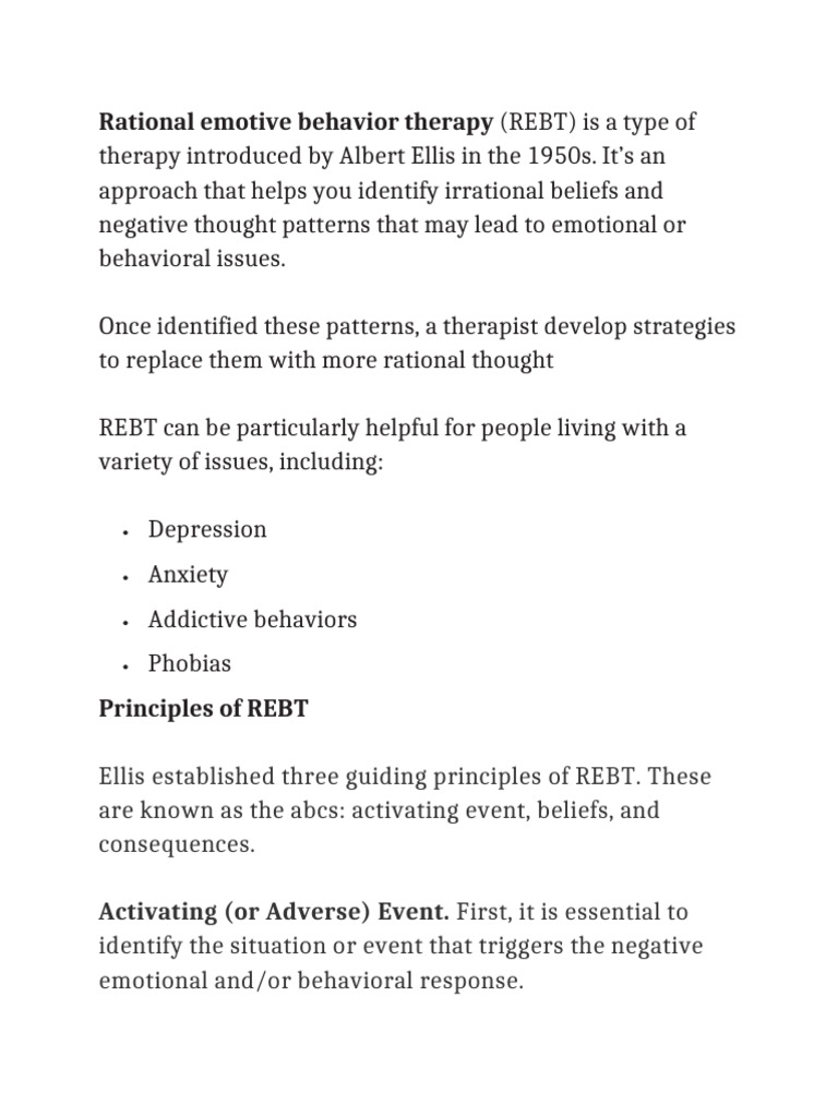 Understanding Rational Emotive Behavior Therapy | PDF | Rational ...