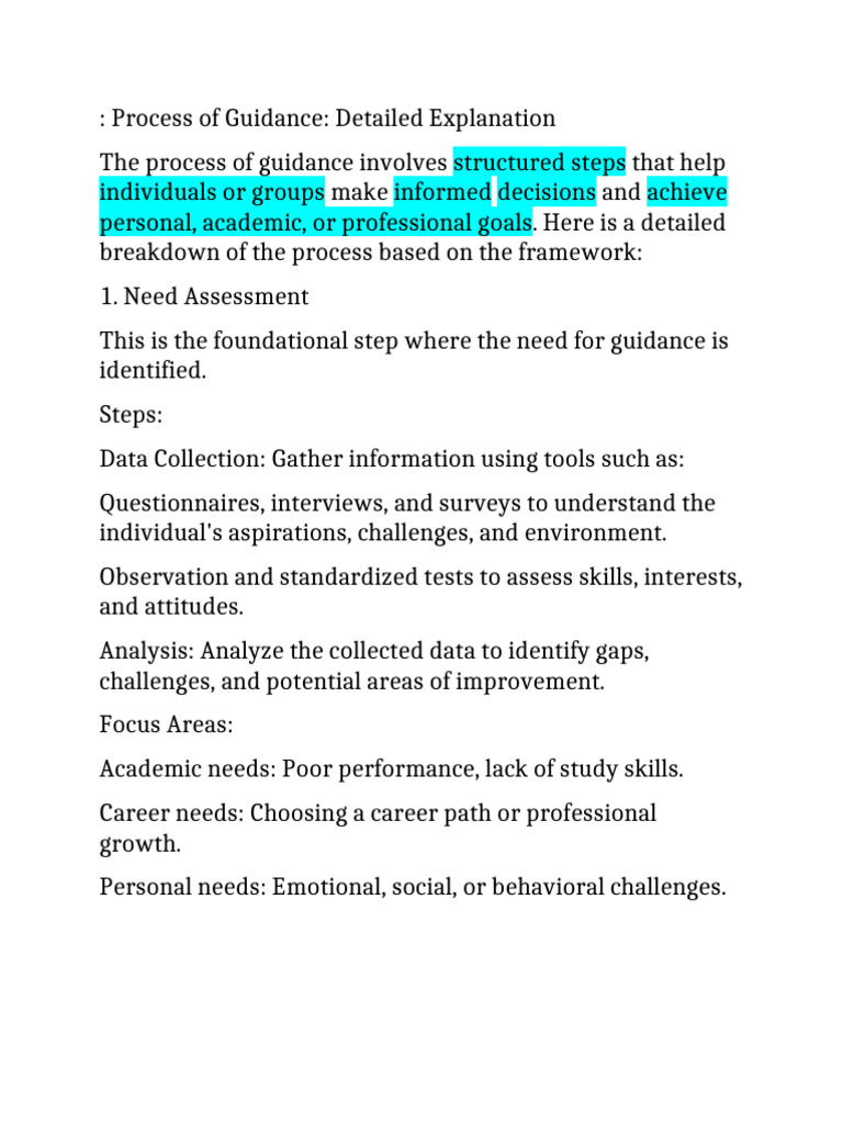 Process of Guidance Explained | PDF | Educational Assessment | Cognition
