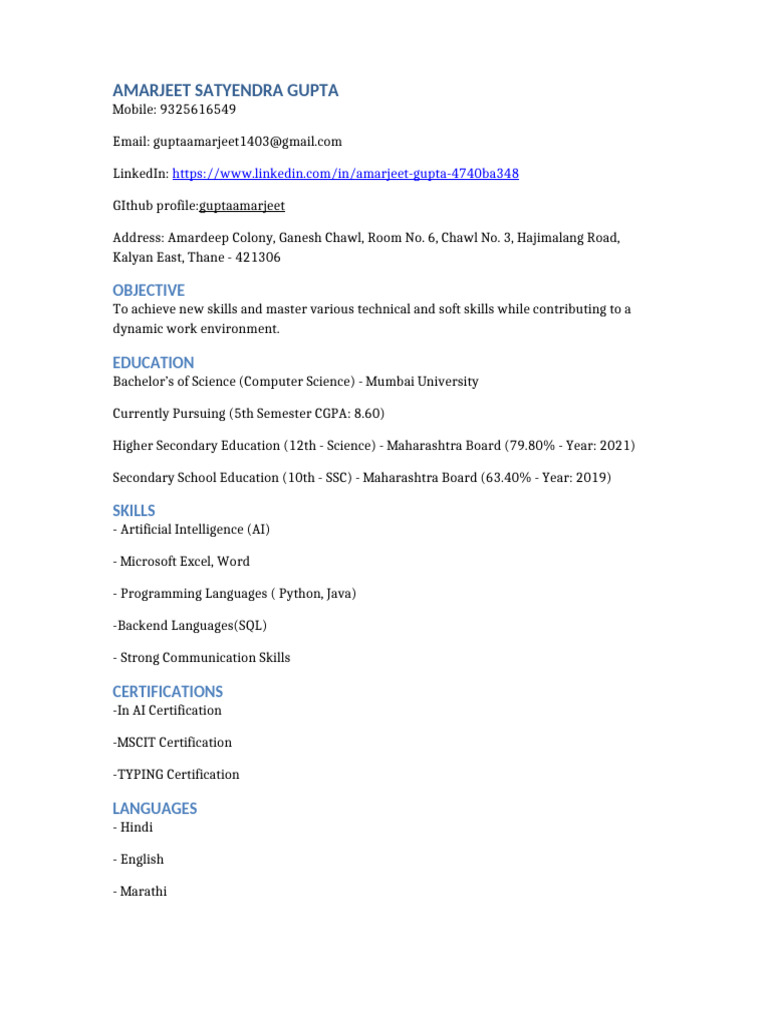 Amarjeet Gupta Formatted Resume | PDF