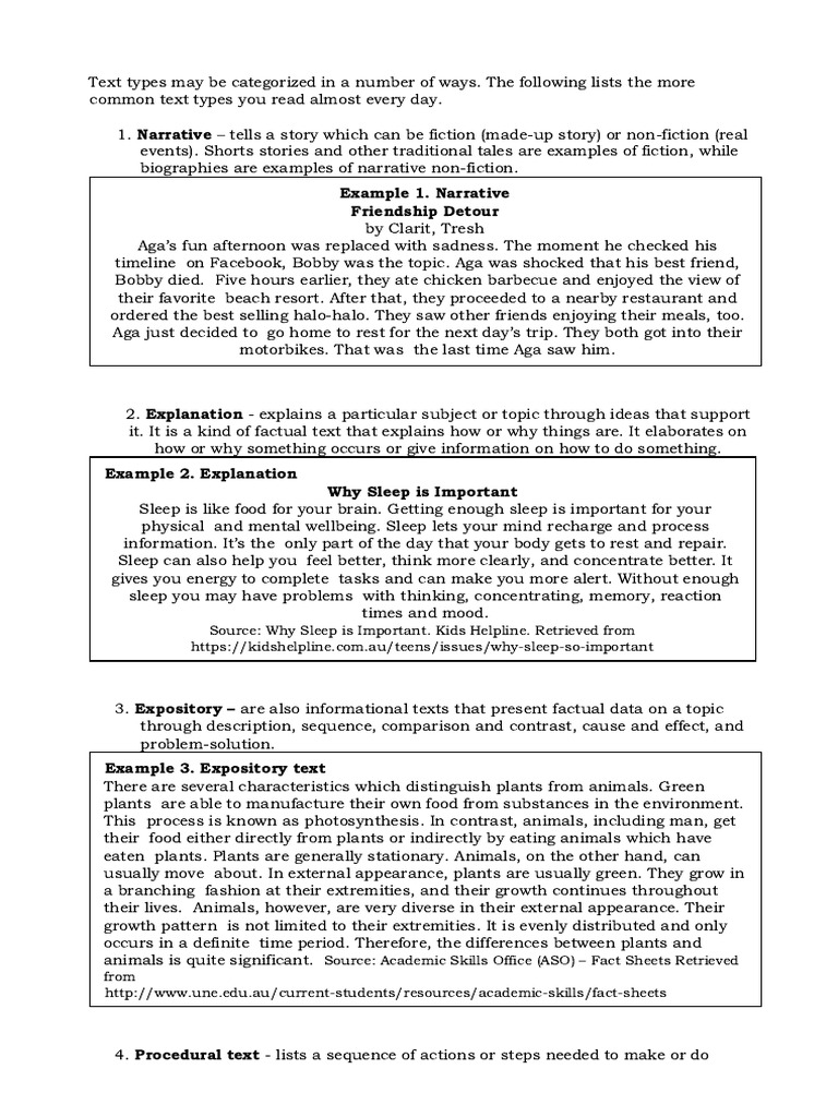 4th Quarter Text Types-Narrative, Expository, Procedural, Recount ...